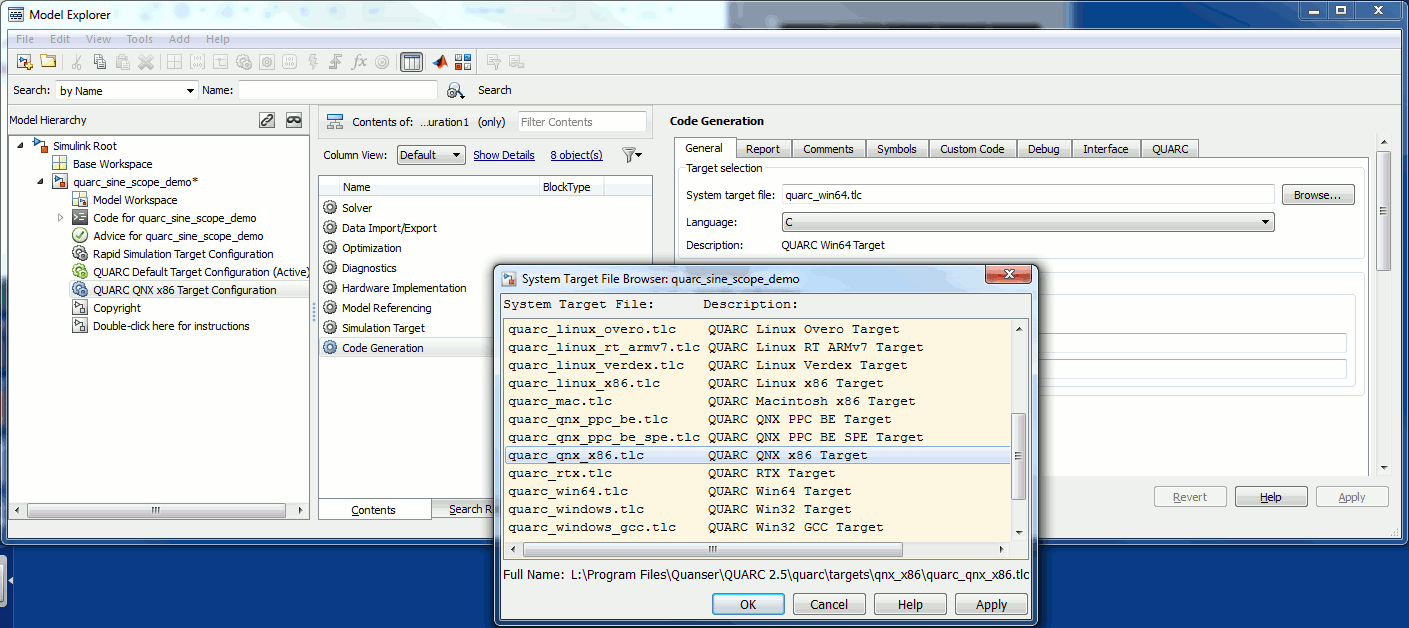 QUARC Sine and Scope Demo :: QUARC Demos